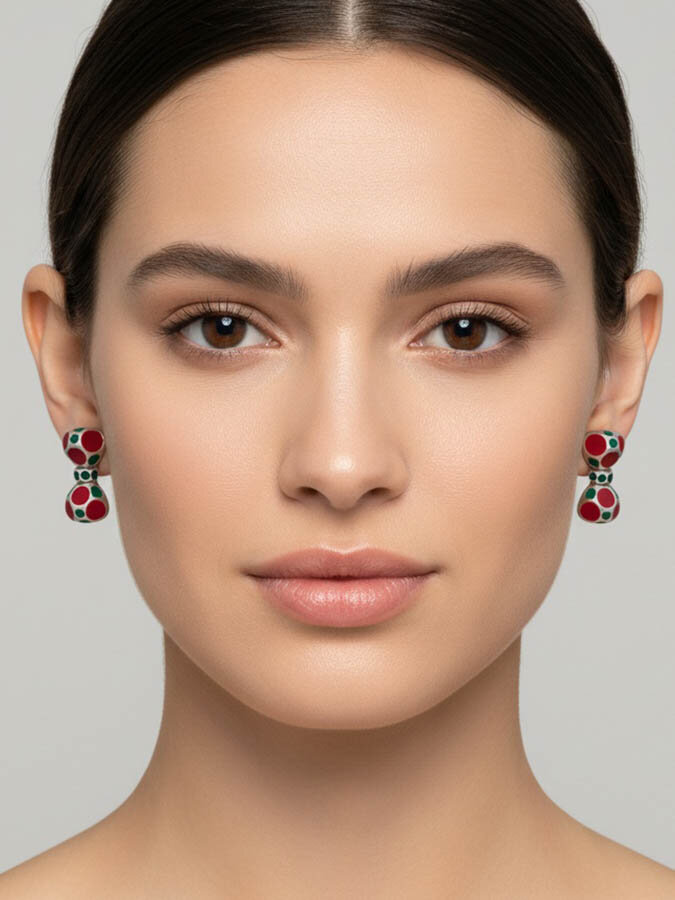 Серьги пусеты, эмаль