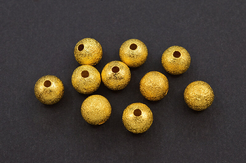 Бусина металлическая с напылением 8мм, отверстие 1,5мм, цвет золото, латунь, 504-017, 10шт