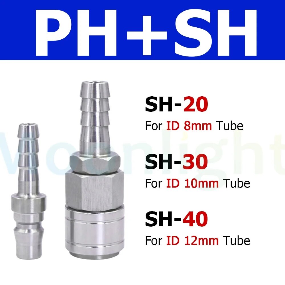 Нержавеющая сталь 304, тип C, самоблокирующийся PP PM SH SF 20/30, быстрое тройное соединение, 2-вилка, круглый двусторонний пневматический воздушный компрессор SMV SMY