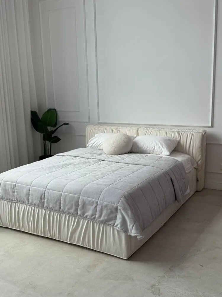 Mebelroom.shop, кровать 120х200, двуспальная, букле, лофт, с подъемным механизмом и ящиками для белья