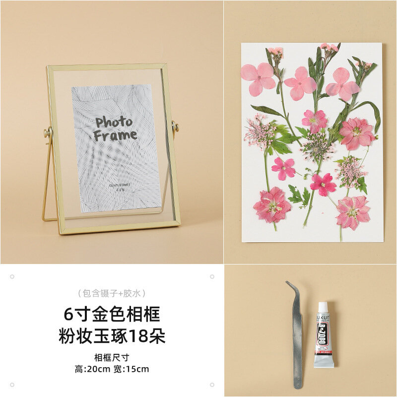 Горячая распродажаКреативные изделия ручной работы из засушенных цветов 4inch 67inch Металлическая и стеклянная фоторамка с прессованными цветами, простая декоративная рамка, небольшой орнамент.