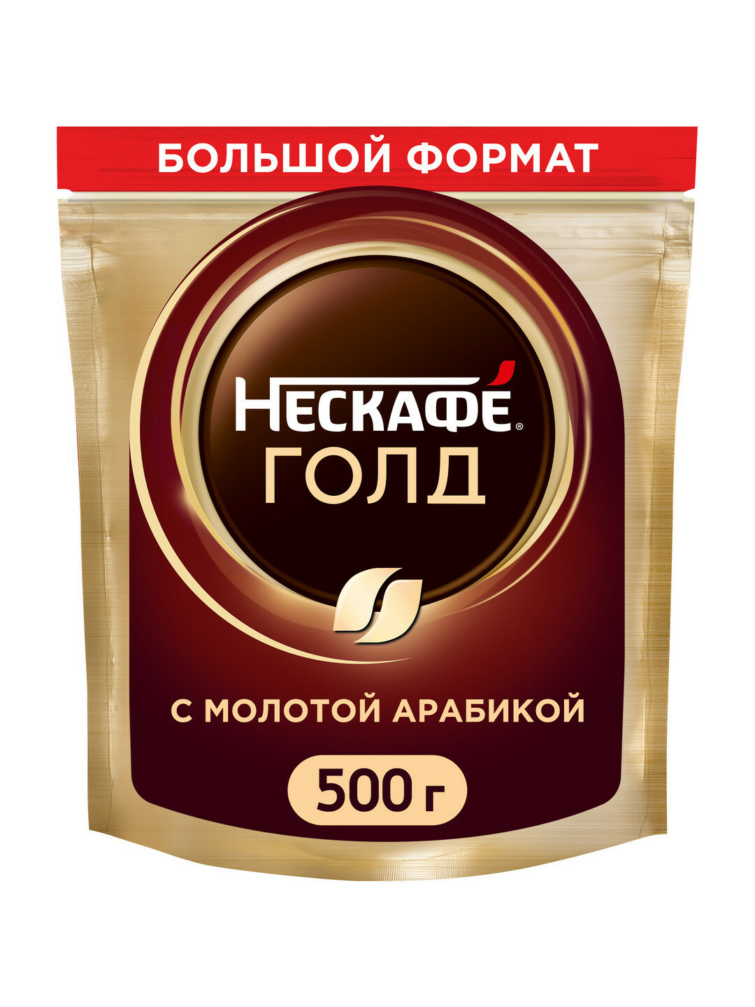 Кофе растворимый Nescafe Gold сублимированный с добавлением молотого кофе, пакет, 500 г