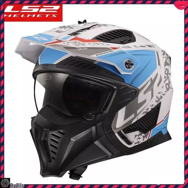 LS2 Мотошлем, цвет: белый, синий, размер: L