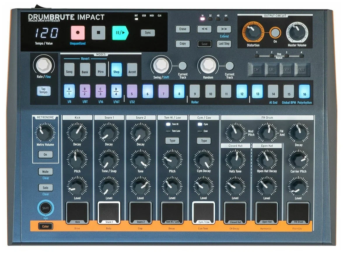 Драм-машина Arturia DrumBrute IMPACT, аналоговый секвенсор, черный