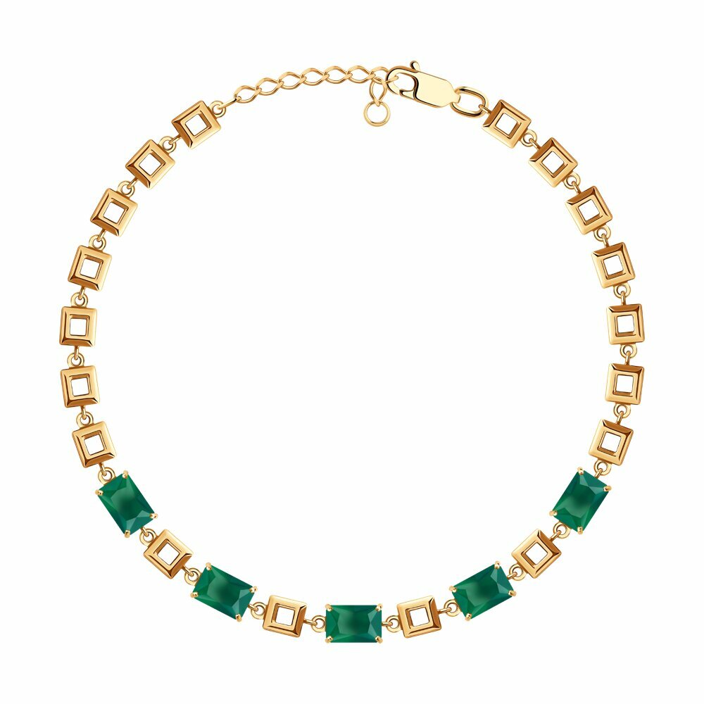 Браслет, красное золото, 585 проба, агат