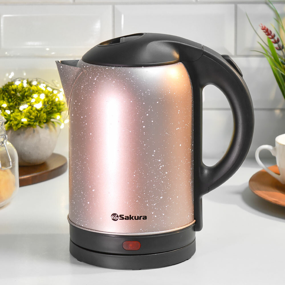 Чайник электрический Sakura SA-2121CD 2 л, нержавеющая сталь, шампань, 1800 вт, автоотключение