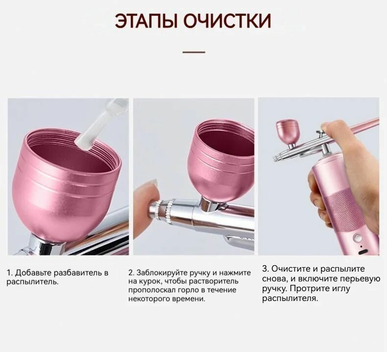 Беспроводной портативный Аэрограф с аккумулятором и компрессором для творчества, моделизм, украшение тортов, маникюр, косметология и др. сферы