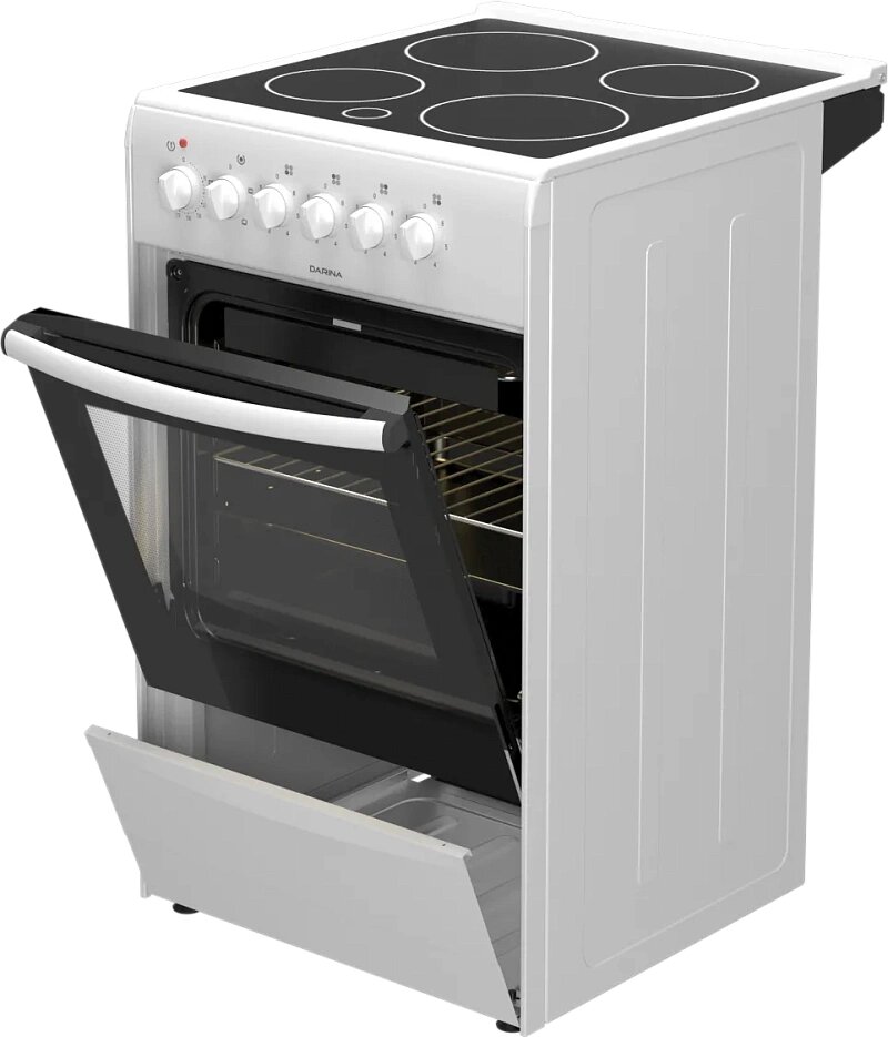 Электрическая плита DARINA 3606W белый, 7800 Вт, 4 конфорки, стеклокерамическая поверхность