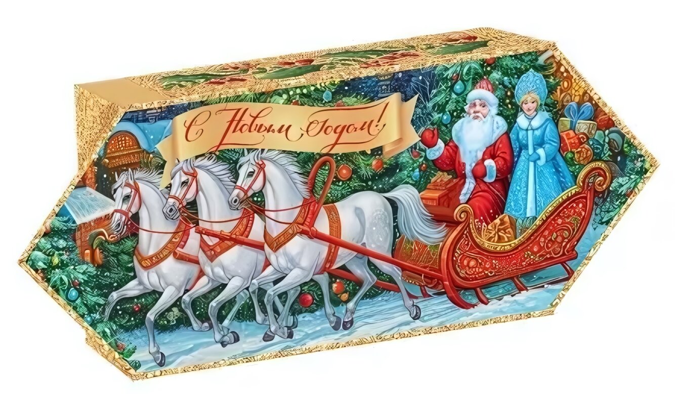 Коробка подарочная А4 "Новогодняя тройка", праздничный дизайн, без текста, 29.5х11см