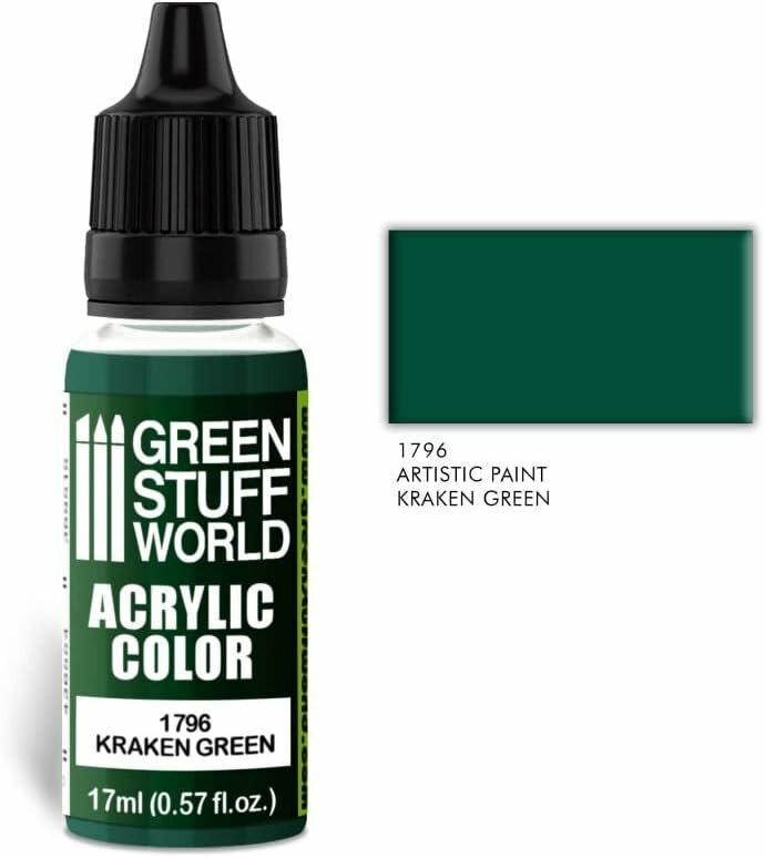 Краска акриловая 1796 цвет Kraken Green, 17 мл, Acrylic Color, Green Stuff World