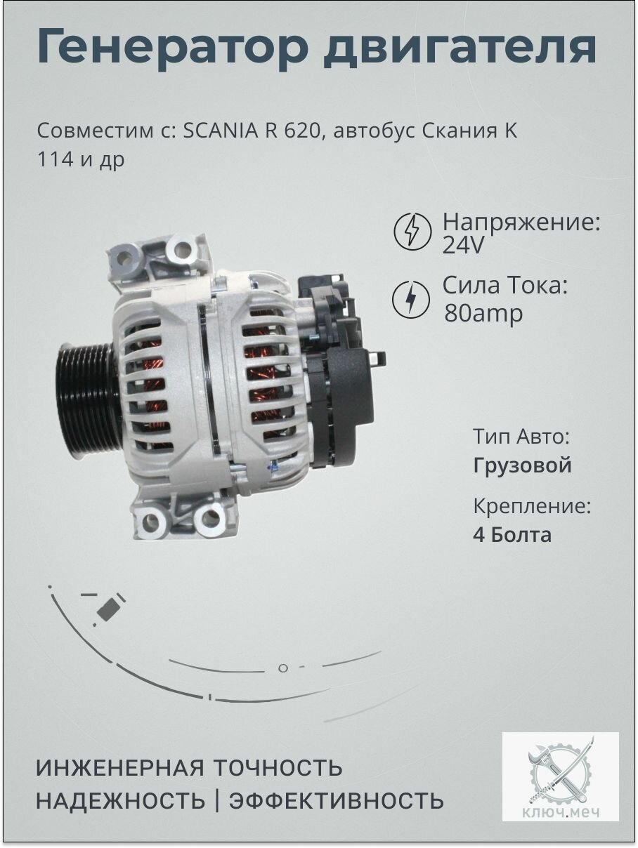 Генератор для SCANIA R 620, автобус Скания K 114