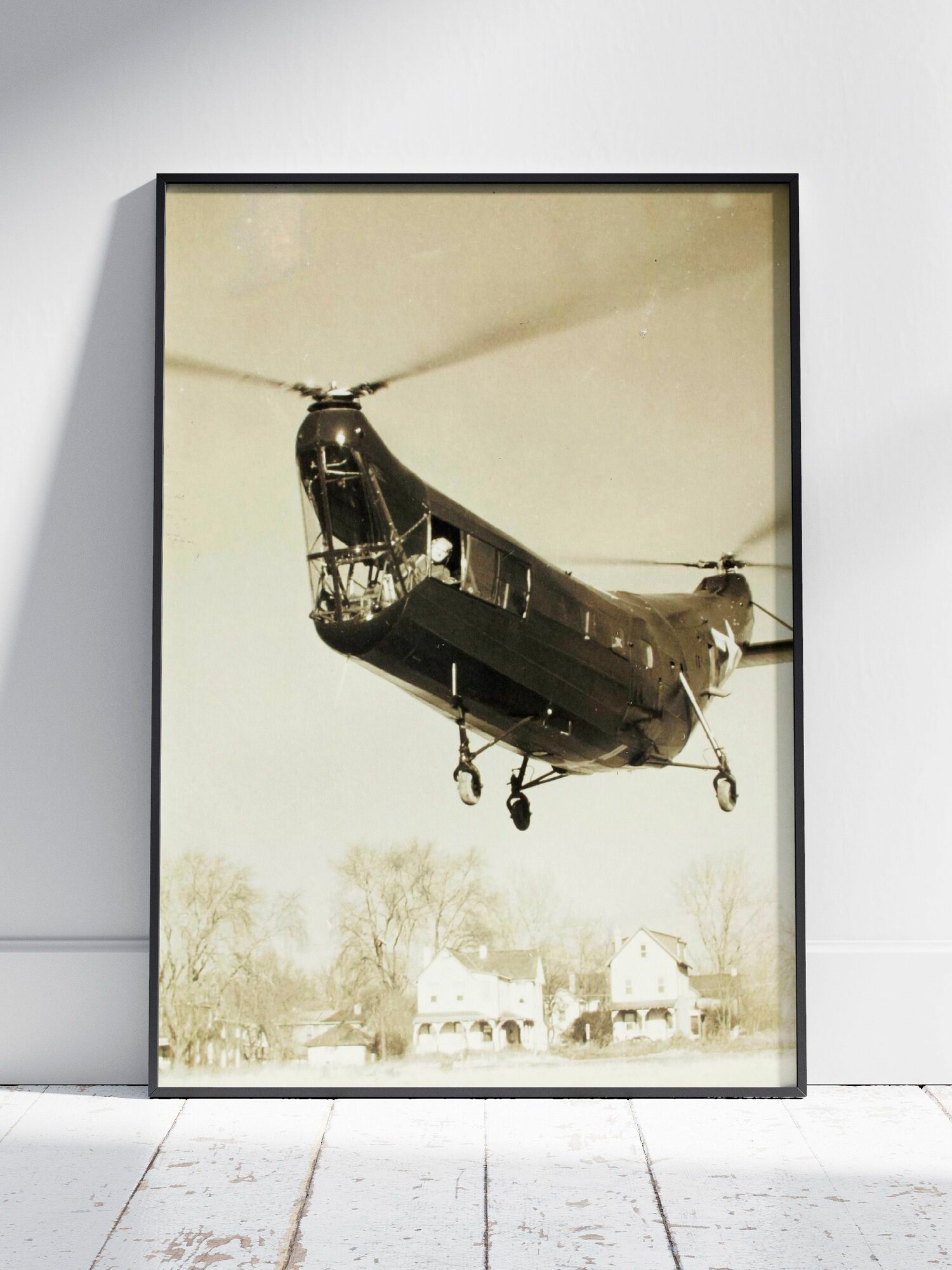 Плакат на стену для интерьера Транспорт и техника (Вертолёт Пясецкий - Helicopter Piasecki) - Постер по машине формата A4 (21x30 см)