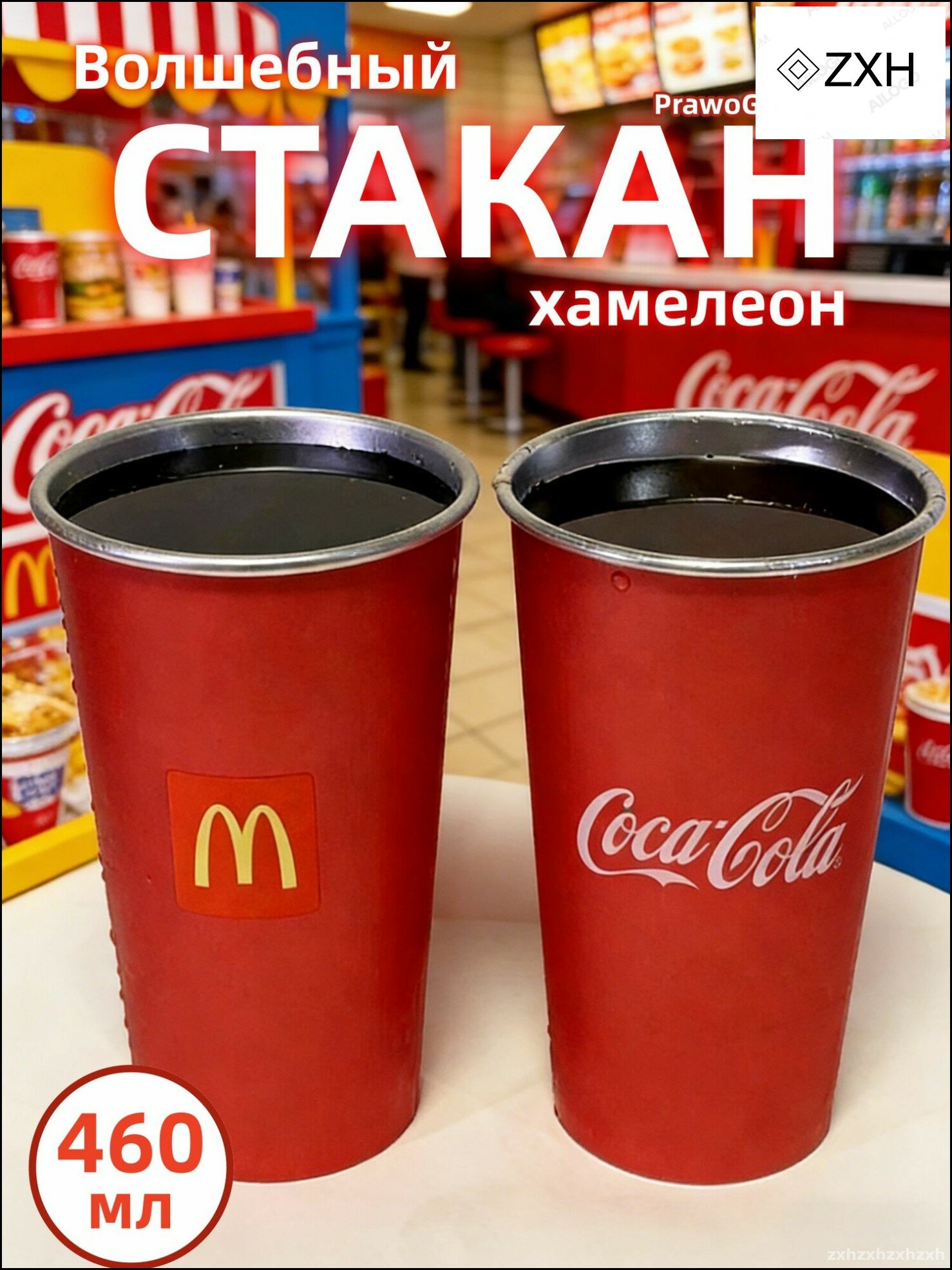 Волшебный стакан, меняющий цвет, стакан хамелеон 460 мл, 1 шт