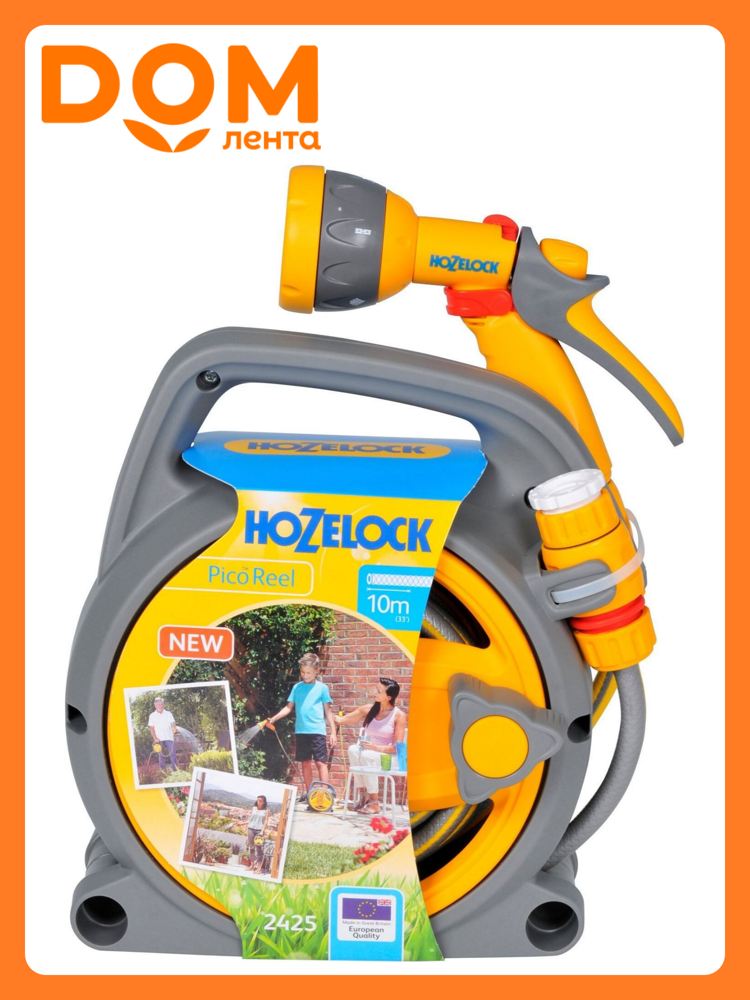 Катушка для шланга HOZELOCK "Pico Reel" 2425, со шлангом, 10 метров, 7,5мм
