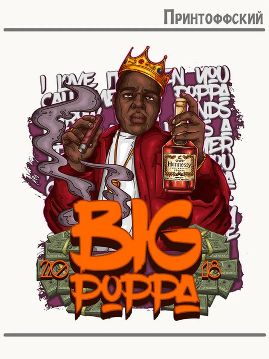 Термонаклейка для одежды и аксессуаров DTF-печать Реп The Notorious B.I.G. Ноториус