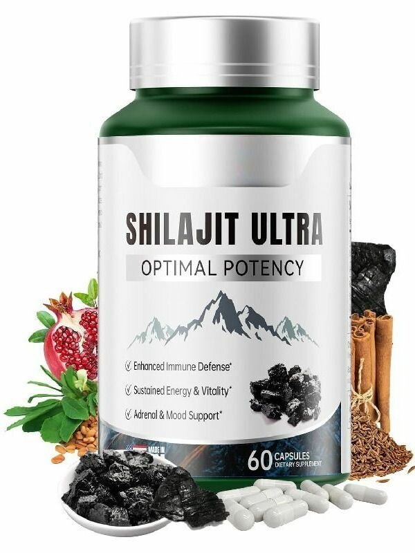 SHILAJIT ULTRA концентрированный экстракт гималайского шиладжита 410 мг, L-аргинин, гранат, корица, пажитник, тмин, нонивамид. Поддержка иммунитета, энергии, надпочечников и настроения