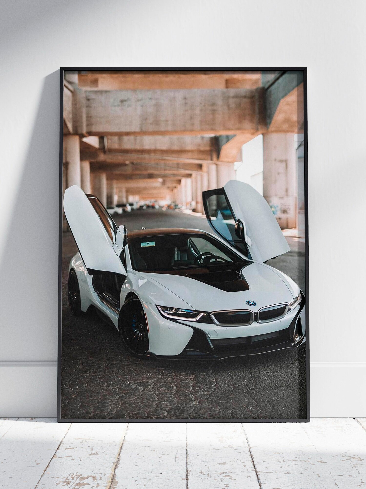 Плакат на стену для интерьера Легенды Авто (БМВ i8 - BMW i8 1) - Постер по машине формата A3 (30x42 см)