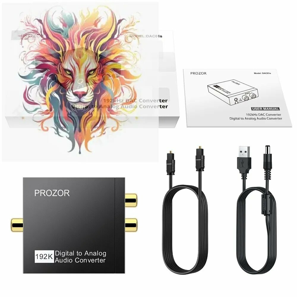 Переходник адаптер аудио конвертер DAC Digital SPDIF Optical to Analog L R RCA 3.5Mm AUX Stereo Audio Adapter в комплект входит оптический кабель длиной 1 м/3 фут