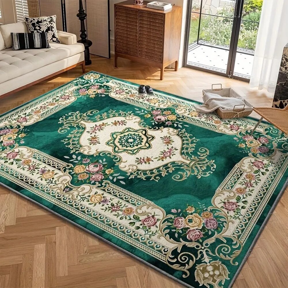 Ковер 160x200 см Классический зеленый бархатный ковер для гостиной и спальни