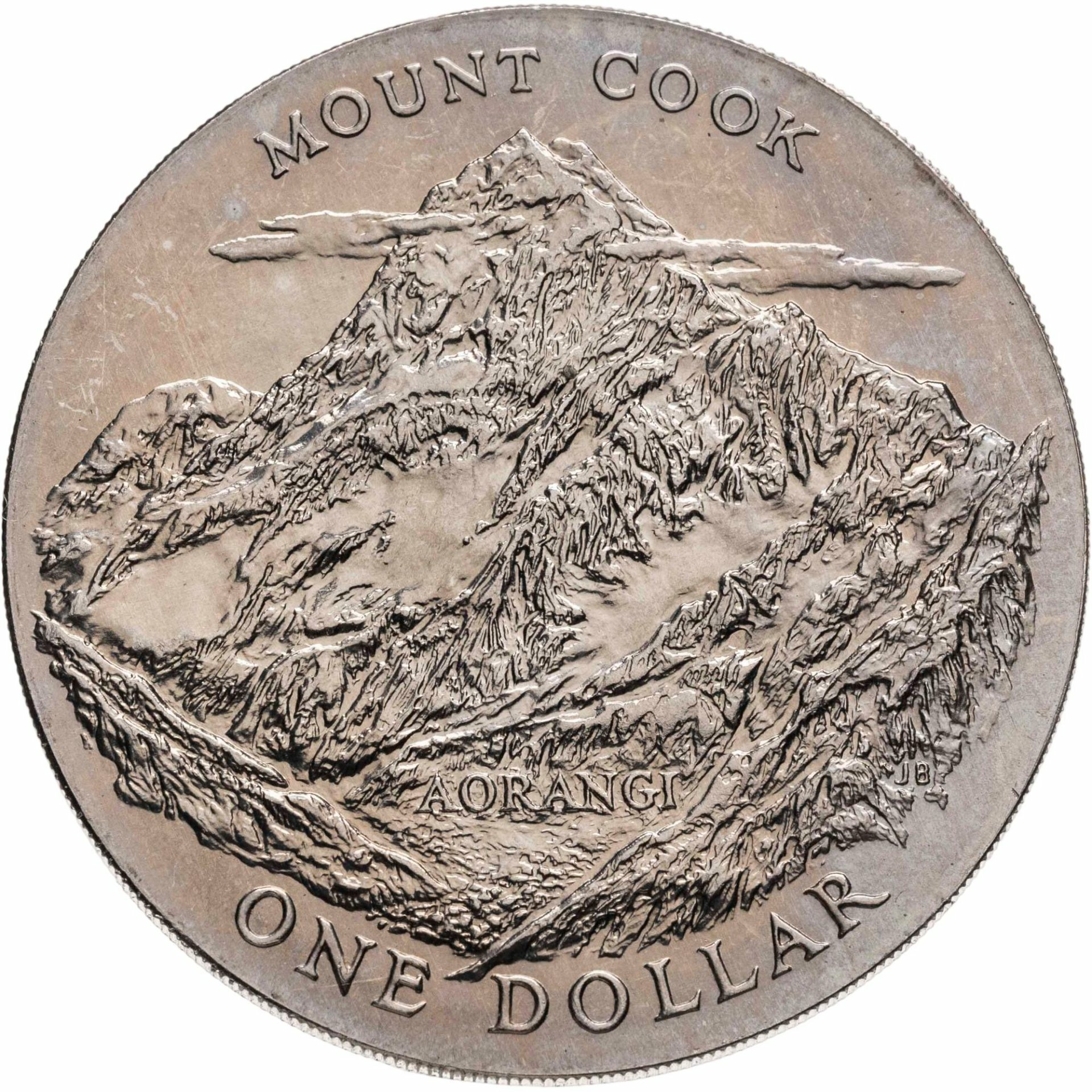 Новая Зеландия 1 доллар dollar 1970 "Гора Кука", Мельхиор медь-никель, в сохранности AU-UNC