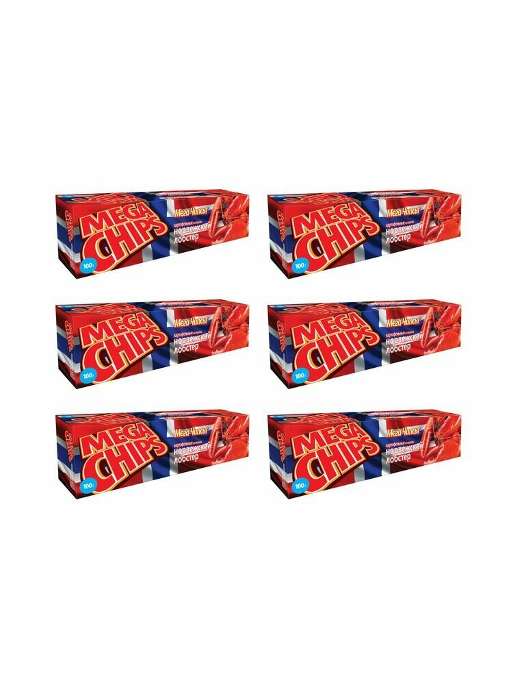 Mega Chips Чипсы-пластины картофельные с норвежским лобстером, 100 г, 6 шт