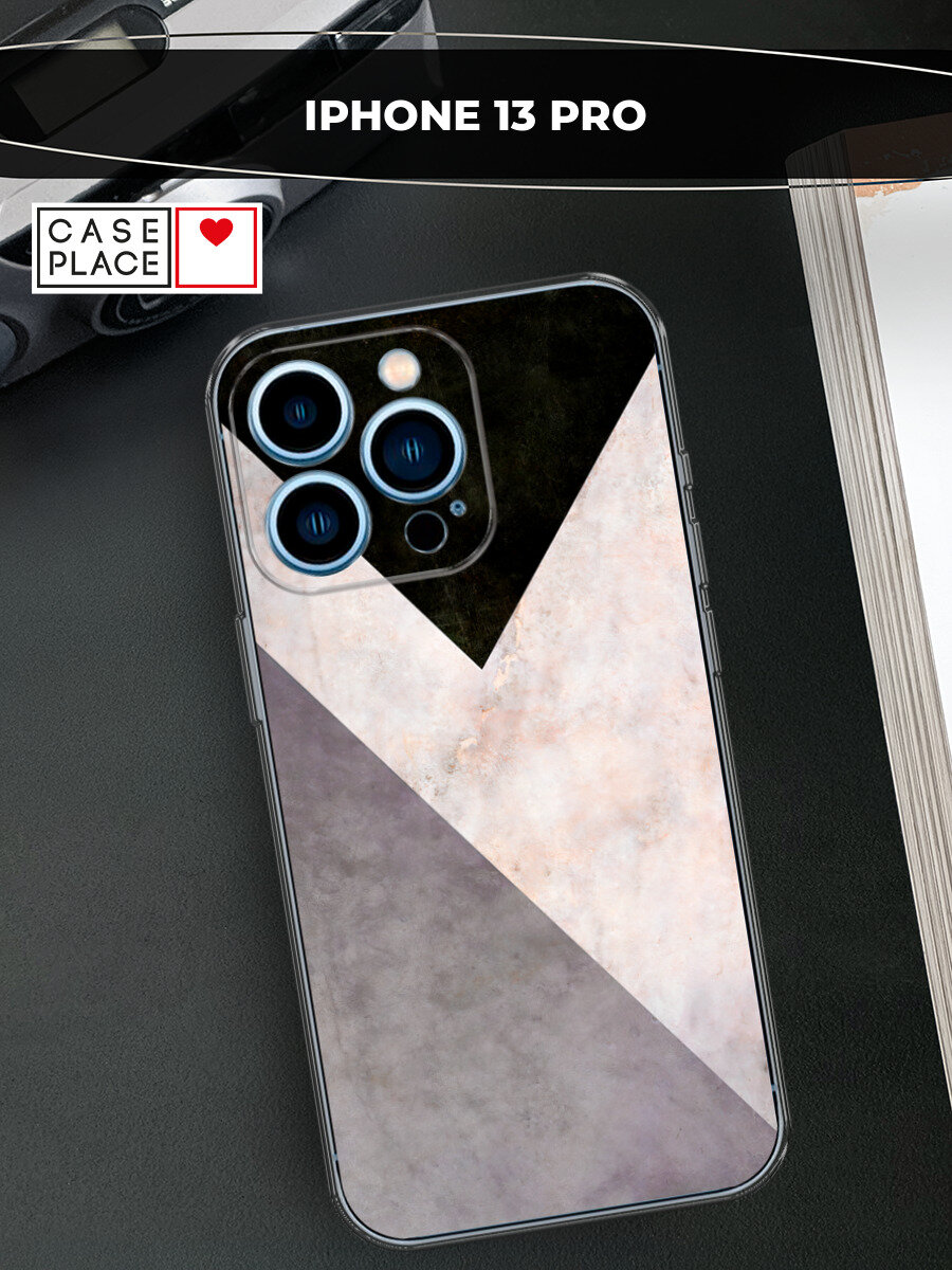 Чехол на Apple iPhone 13 Pro / Айфон 13 Про с принтом Геометричный мрамор
