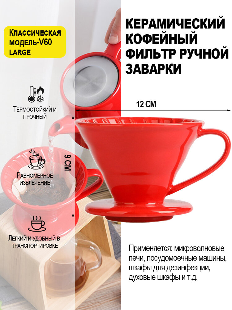 Воронка для кофе V60 керамика красная