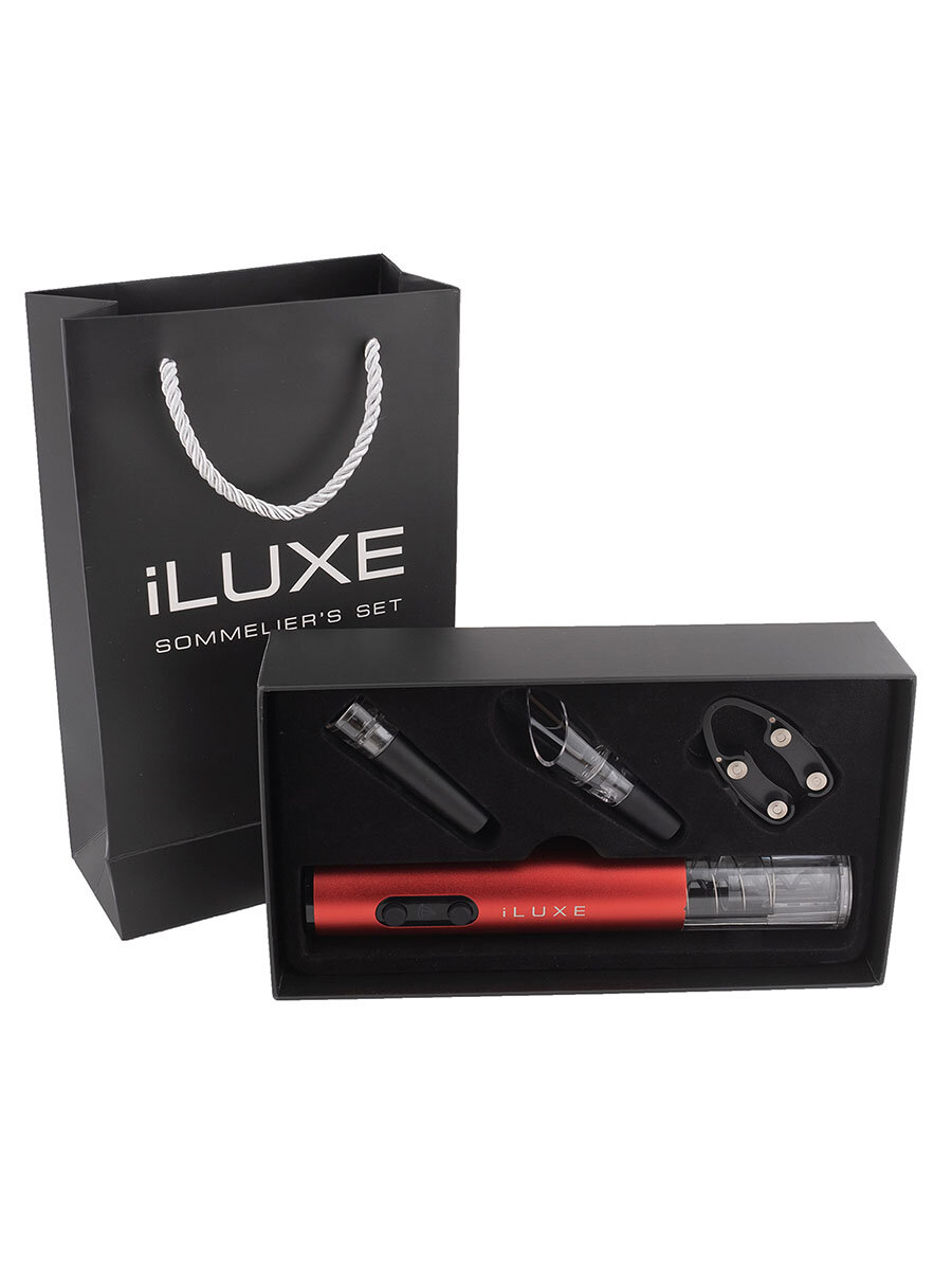 Винный набор 4 в 1 с электроштопором iLUXE (Красный)