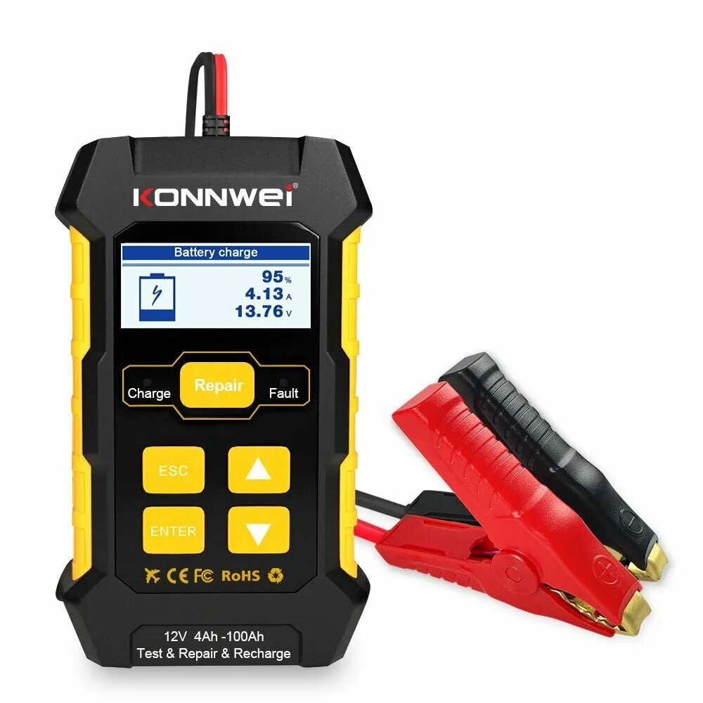 KONNWEI KW510, Компактный зарядный устройитель с анализатором, для домашних и автомобилей