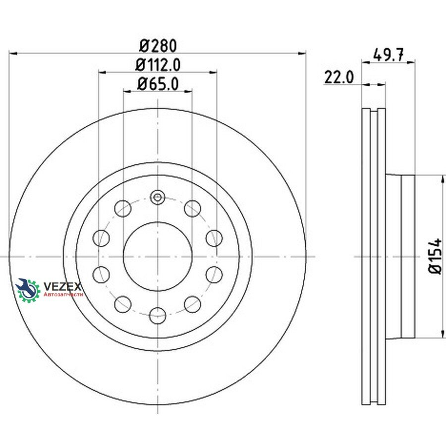 BEHR-HELLA 8DD355109-561 Тормозной диск с покрытием, передняя ось 2шт