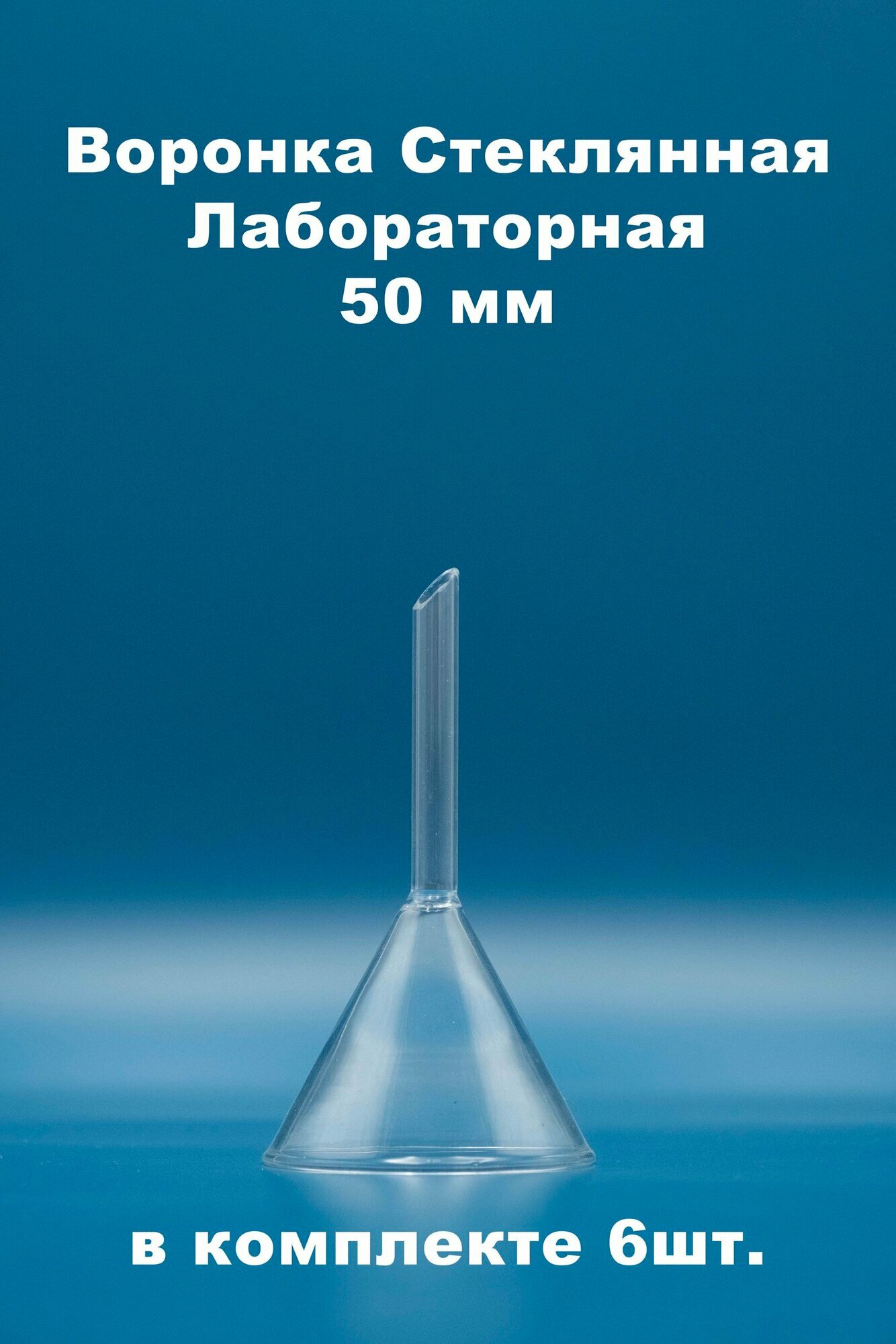 Воронка Стеклянная Лабораторная 50 мм, в наборе 6шт.