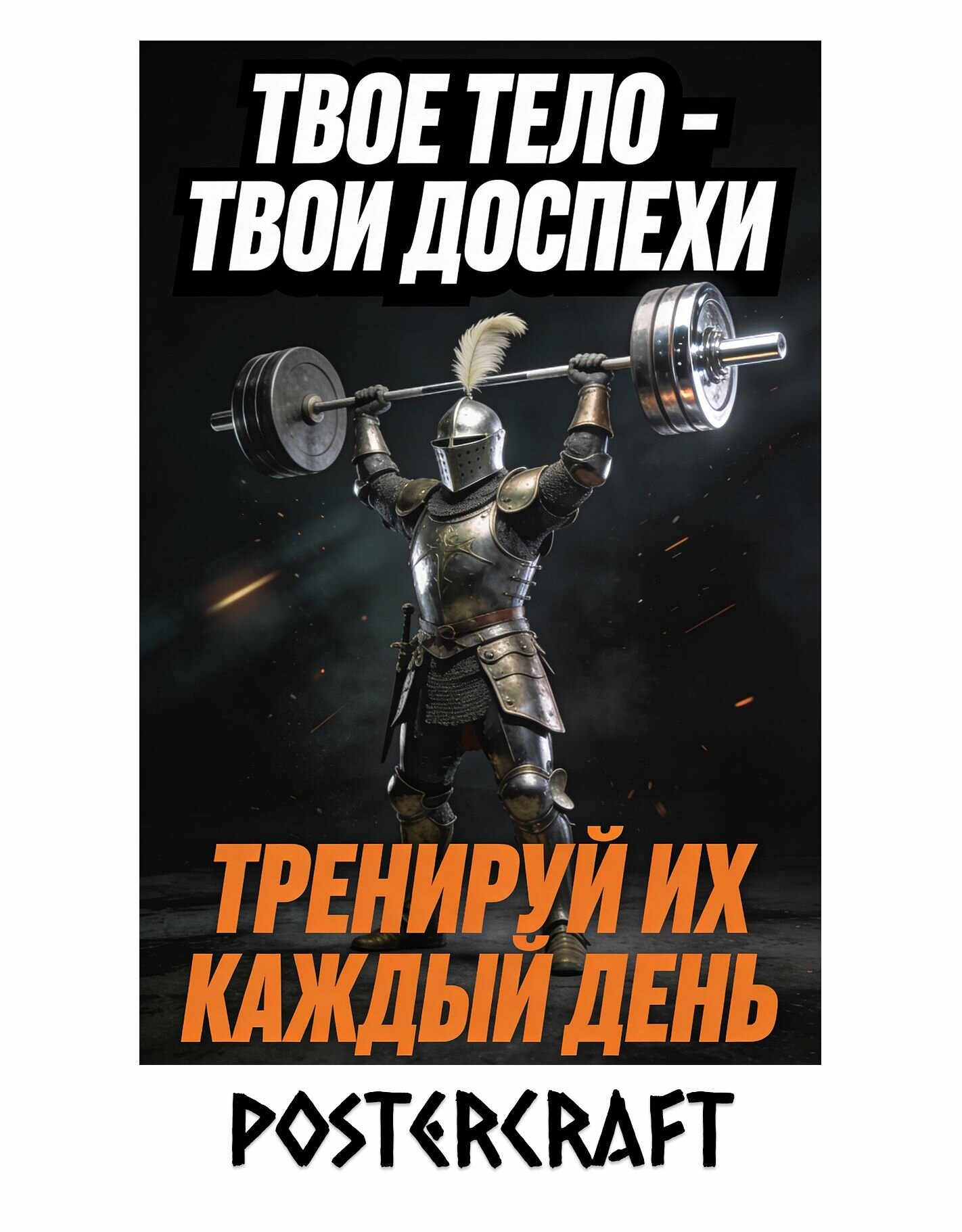 Мотивационный постер "Твое тело - твои доспехи, тренируй их каждый день", 29.7х42см, А3, глянцевый