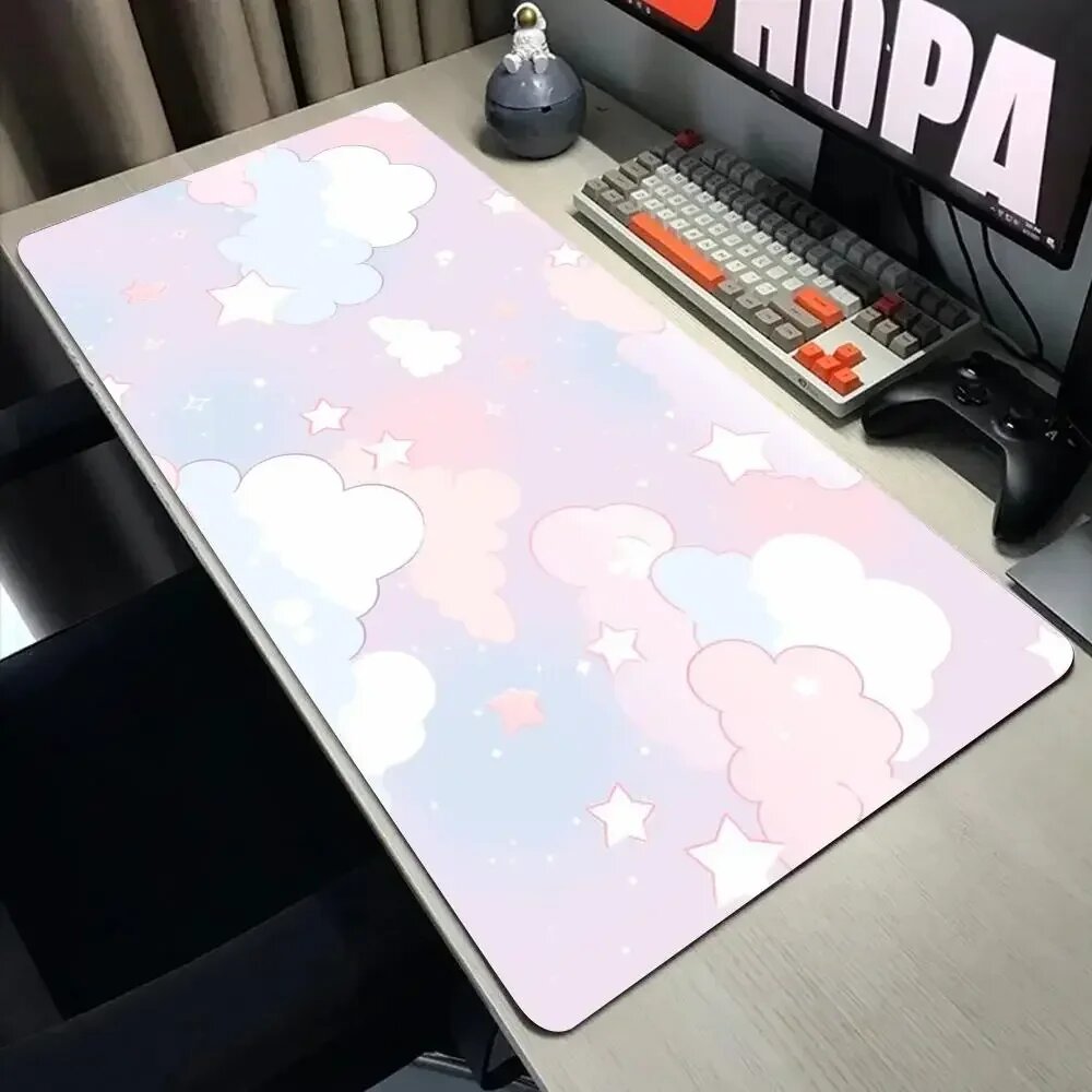 Коврик для мыши Pastel Clouds XXL розовый резиновый Розовый, 400X900X4MM, BLACK-7