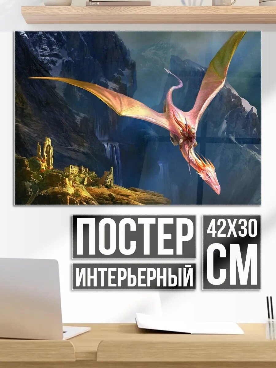 Плакат постер Летающий дракон