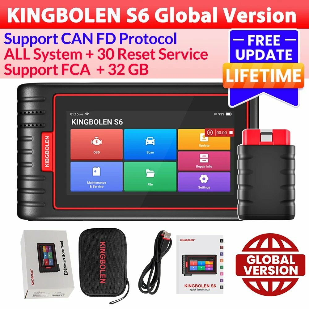 Сканер автомобиля KINGBOLEN S6 OBD Bluetooth, инструменты для диагностики всех систем автомобиля, 28 сбросов IMMO/BMS/TPMS/ABS Bleeding, бесплатный на всю жизнь