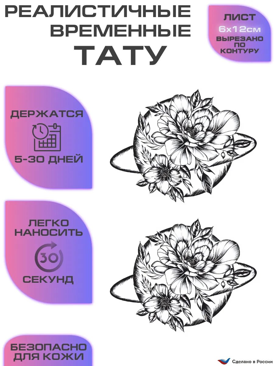Временные татуировки, переводные тату, наклейка планета