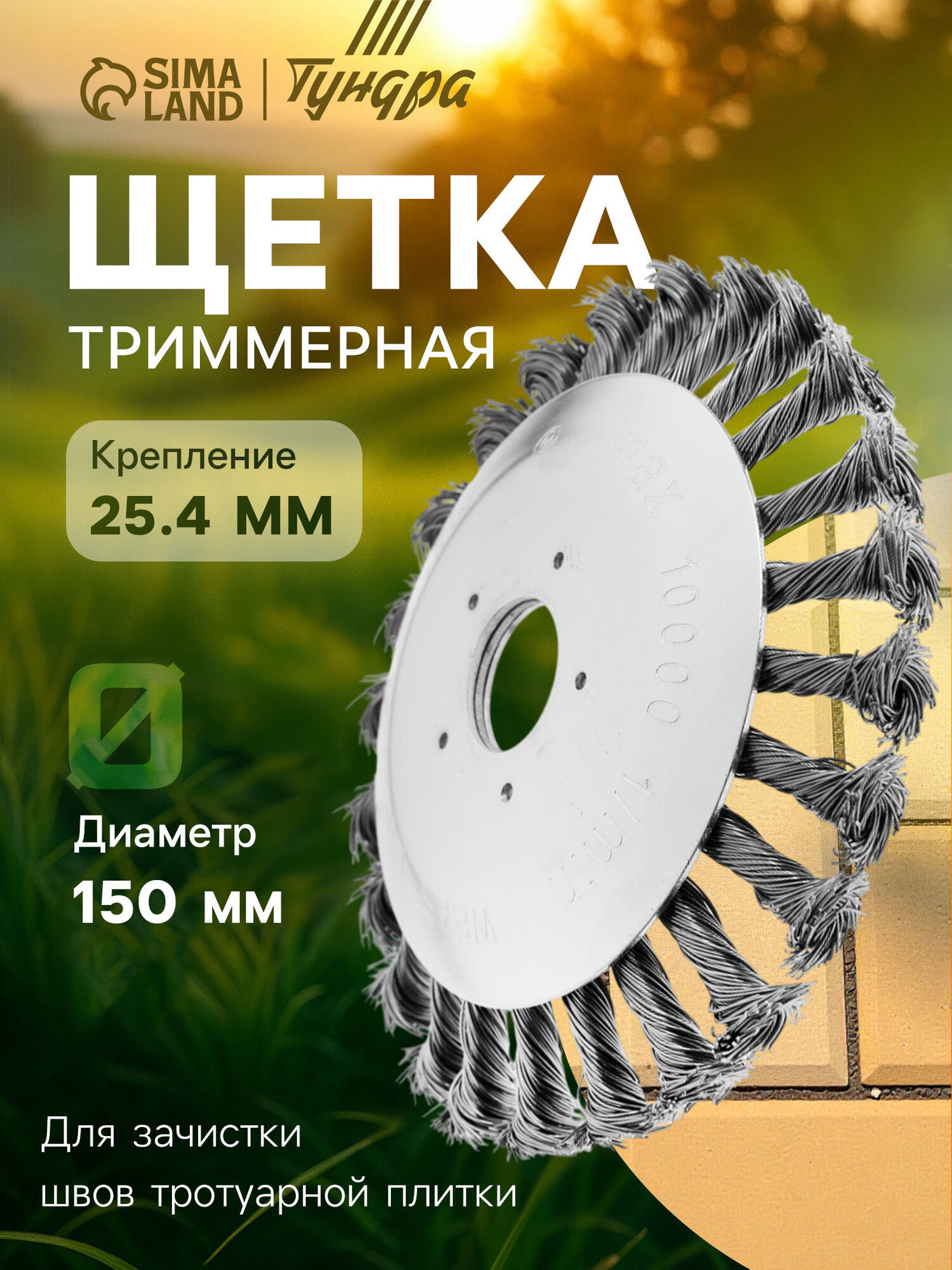Щетка триммерная тундра, размер 150×25.4 мм, для зачистки швов тротуарной плитки