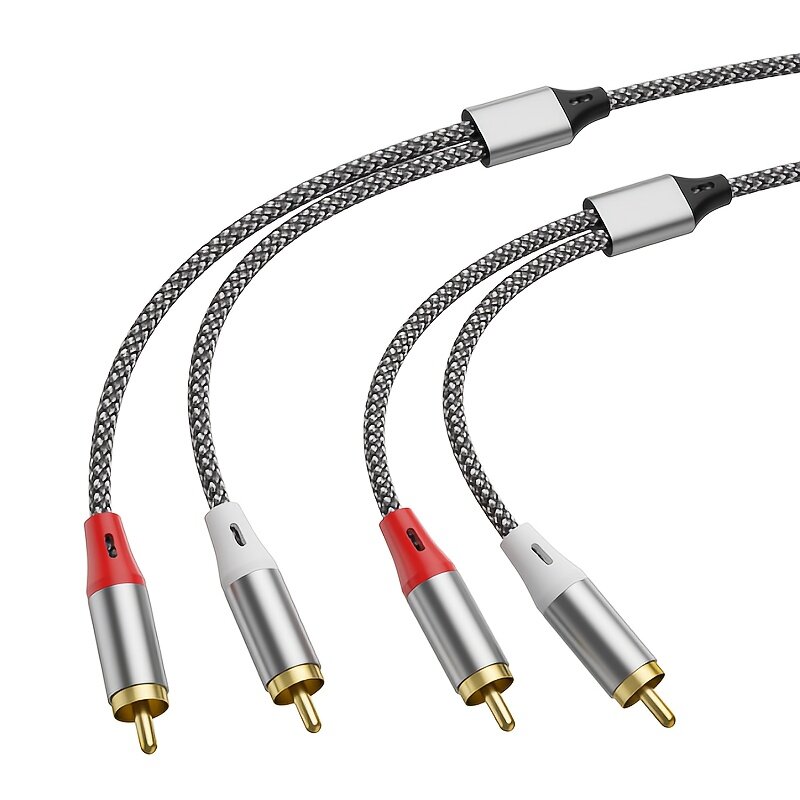 Аудиокабель RCA 2xRCA – 2xRCA с позолоченными разъемами, оплеткой и экранированием, 5 м (196,85 дюйма)