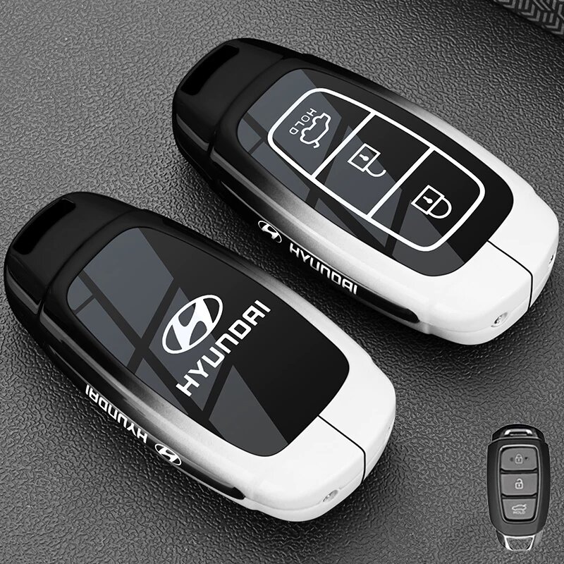 Ключница с логотипом Hyundai, одиночный корпус без застежки, двойная цветовая гамма для автомобильных ключей - стиль E