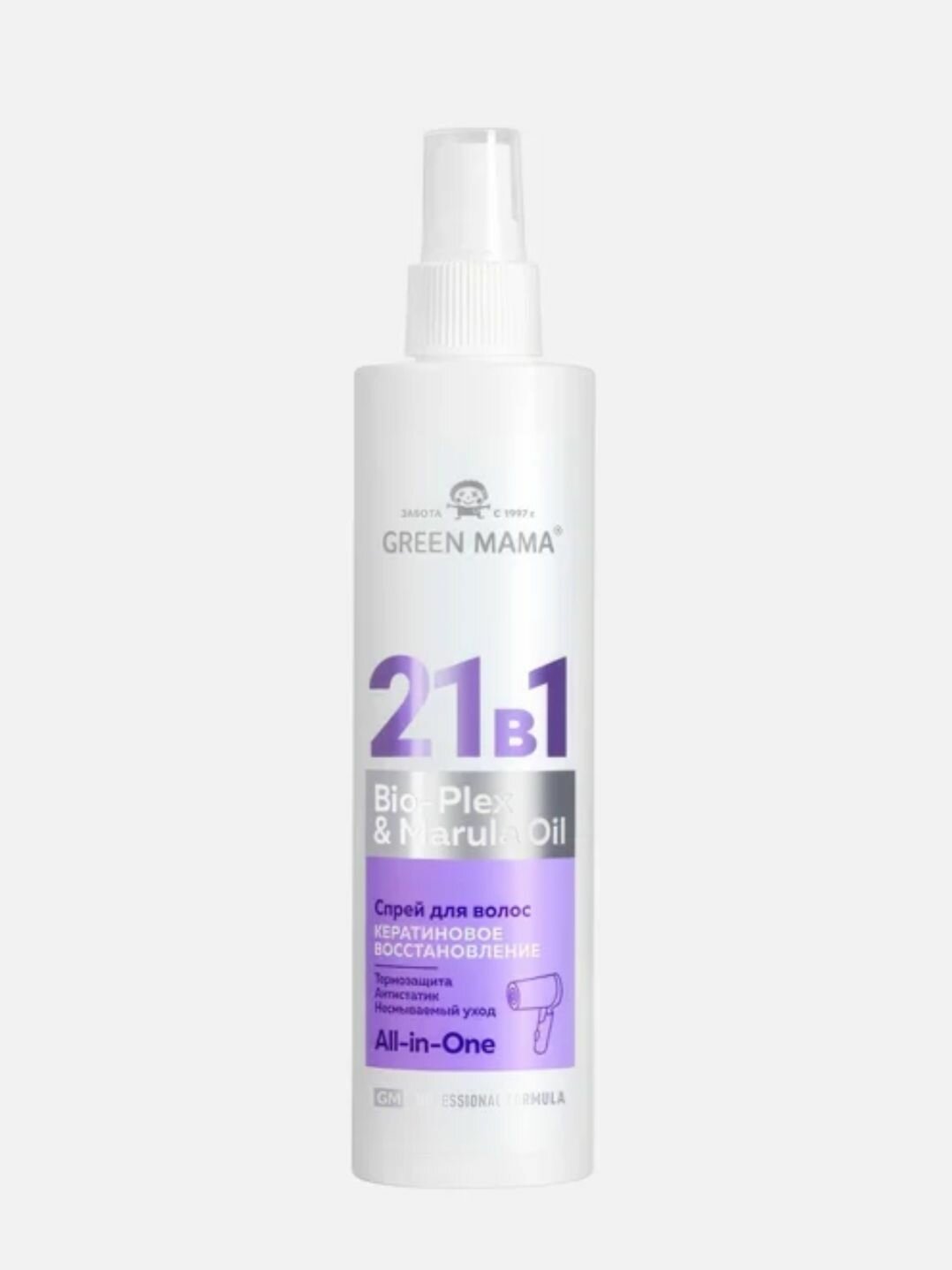 Спрей-реконструктор для волос 21 в 1 GREEN MAMA bio-plex & marula oil