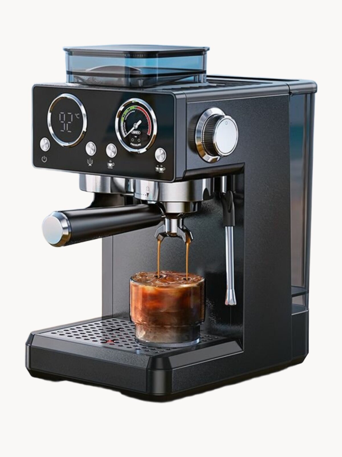 Кофеварка Hibrew Grind & Brew H20, одновременное приготовление 2 чашек, чёрный матовый