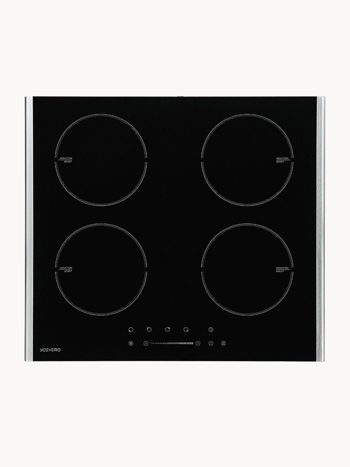 Индукционная варочная панель со слайдером YOSHIRO YBH-I60B50, 4 конфорки, датчик посуды, функция Boost, таймер