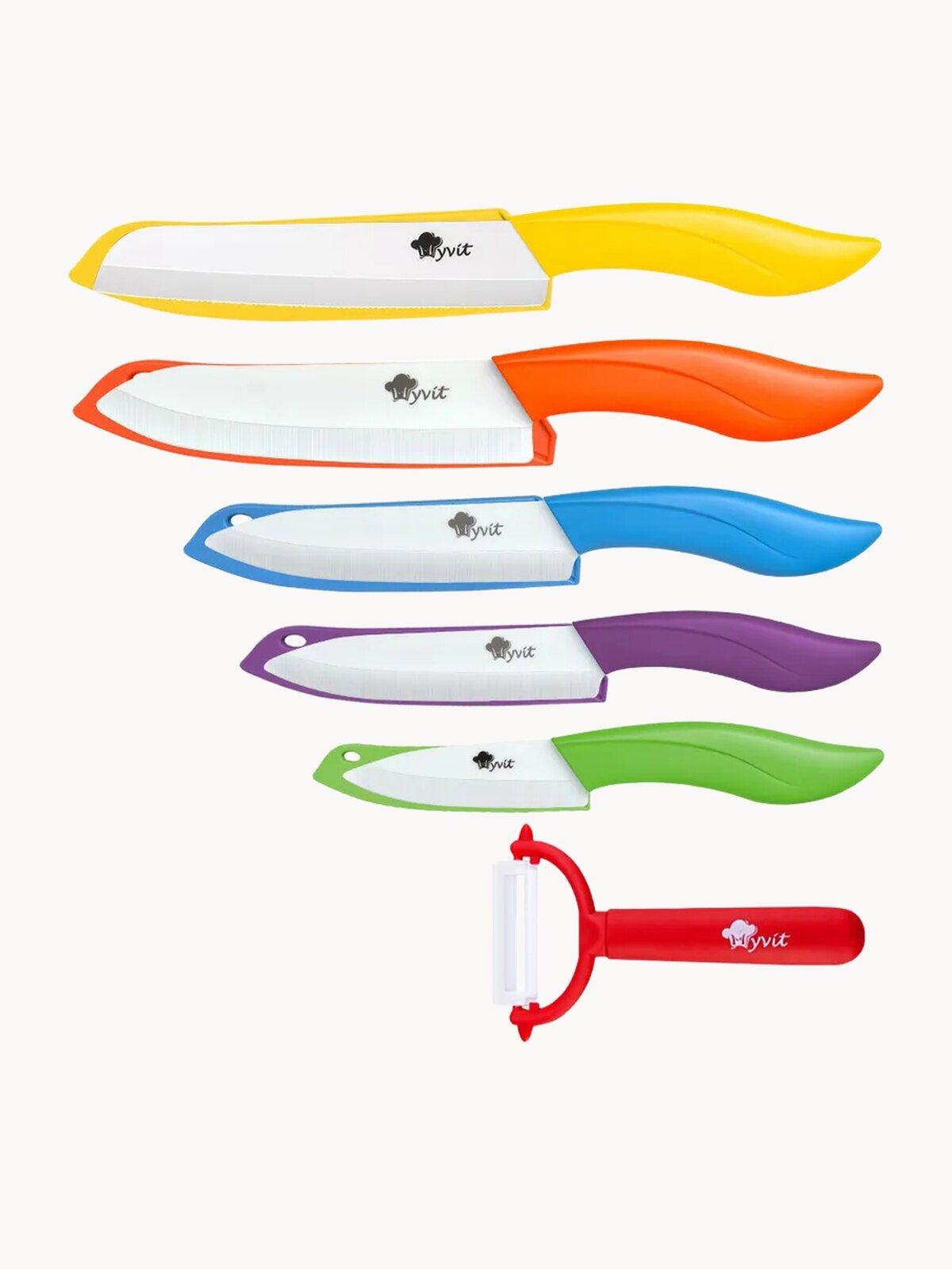 Набор керамических ножей Rainbow, из 6 элементов, антибактериальное покрытие