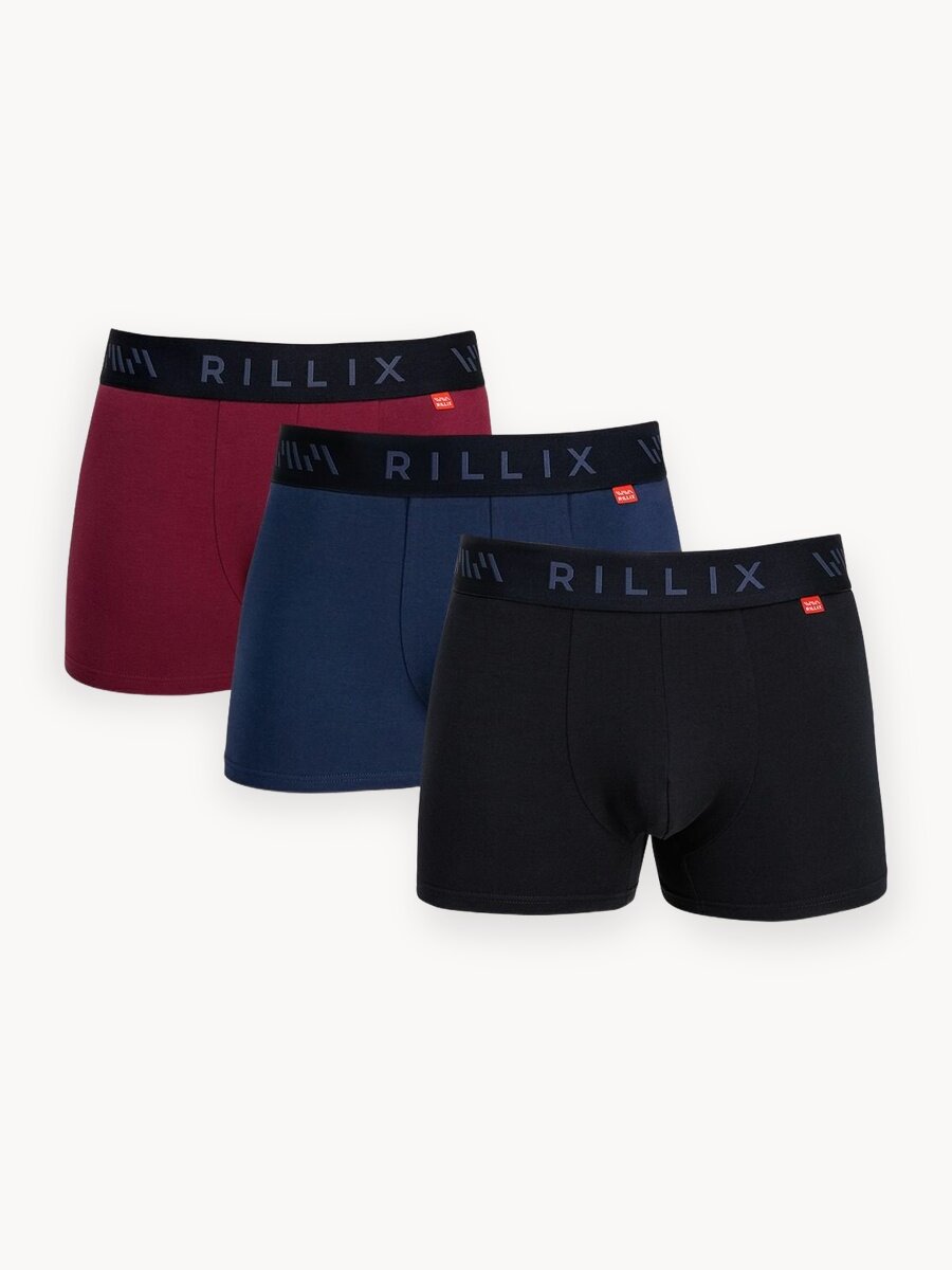 Трусы Rillix, комплект из 3 шт., размер M, бордовый, синий, черный