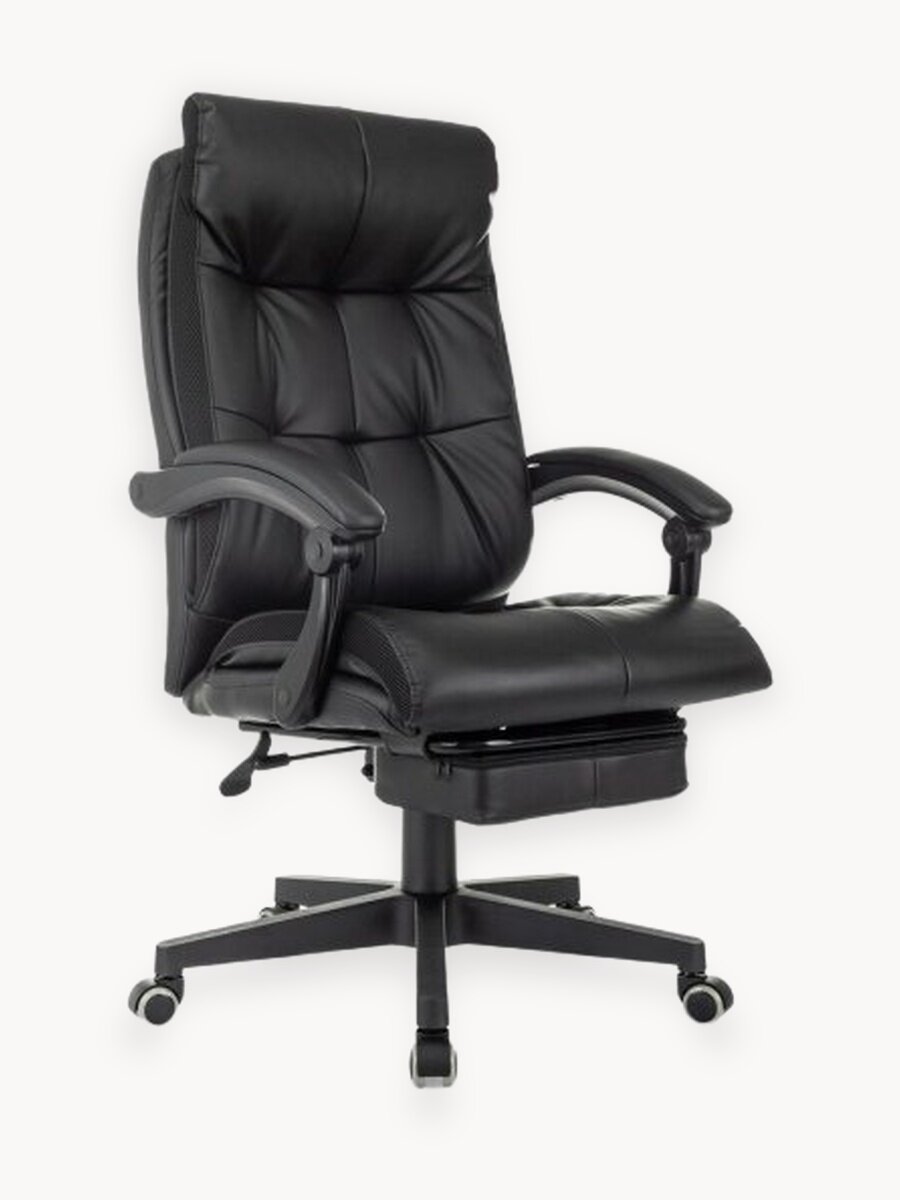 Кресло руководителя Бюрократ CH-824MSG-BF черный эко. кожа/ткань крестов. пластик подст. для ног