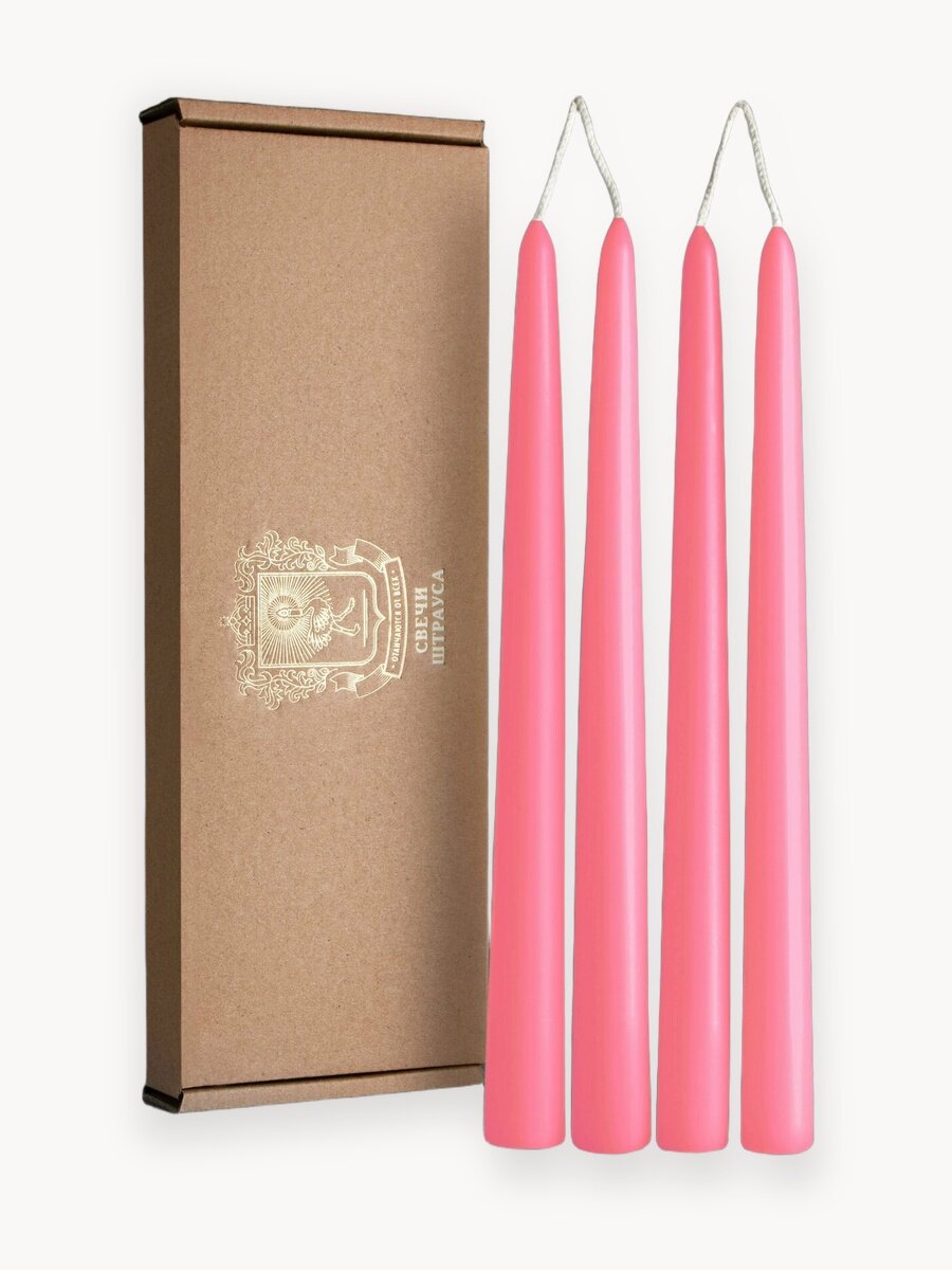 Свечи Штрауса - Самые старинные свечи, розовые, декоративные, ручной работы, длинные(25 см). для интерьера, свадьбы, романтического вечера.