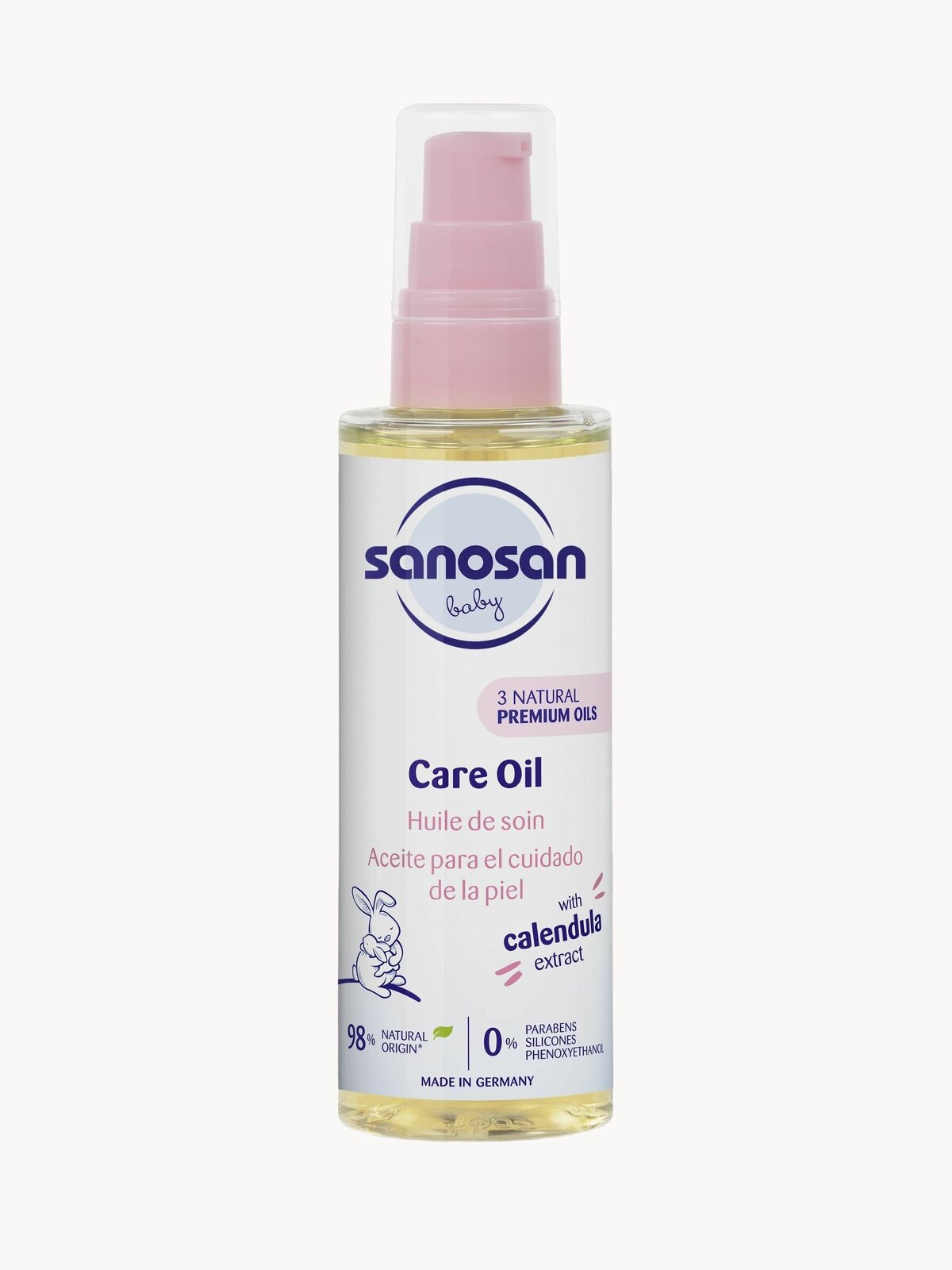 Масло детское для тела, увлажняющее средство для новорожденных после купания от сухости для чувствительной кожи с экстрактом календулы, защита кожи от раздражения Sanosan 100 мл.