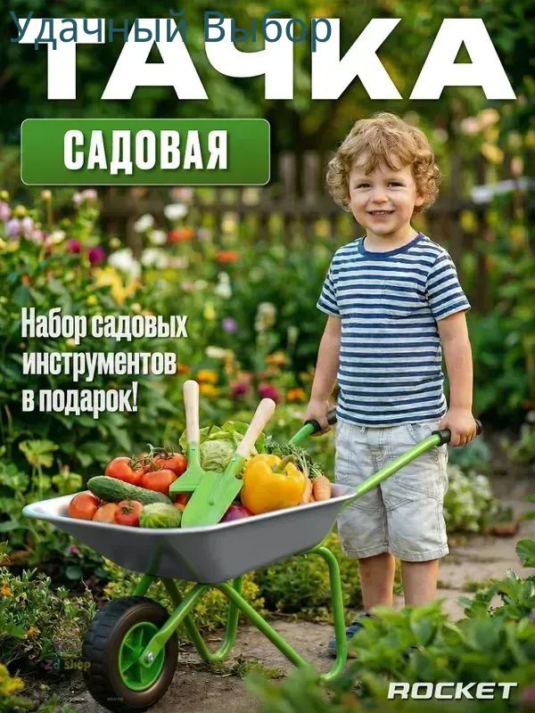 Тачка детская садовая /набор для песочницы / тележка металл, цвет серый, R0212,