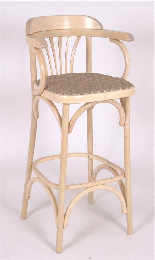 Стул барный Венский 750 STOOL MARKET беленый дуб, ткань, дерево, мягкое сиденье, с подлокотниками