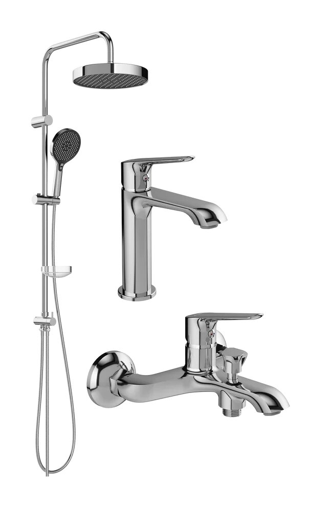Комплект для ванной Смеситель STWORKI Хельсингборг S18010CR хром / Стойка Молде S23180CR хром / Смеситель S18100CR